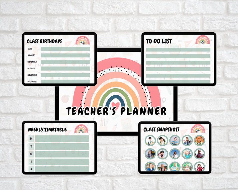 Printable Teacher Planner Boho Teacher Planner Editable Week Schedule ...