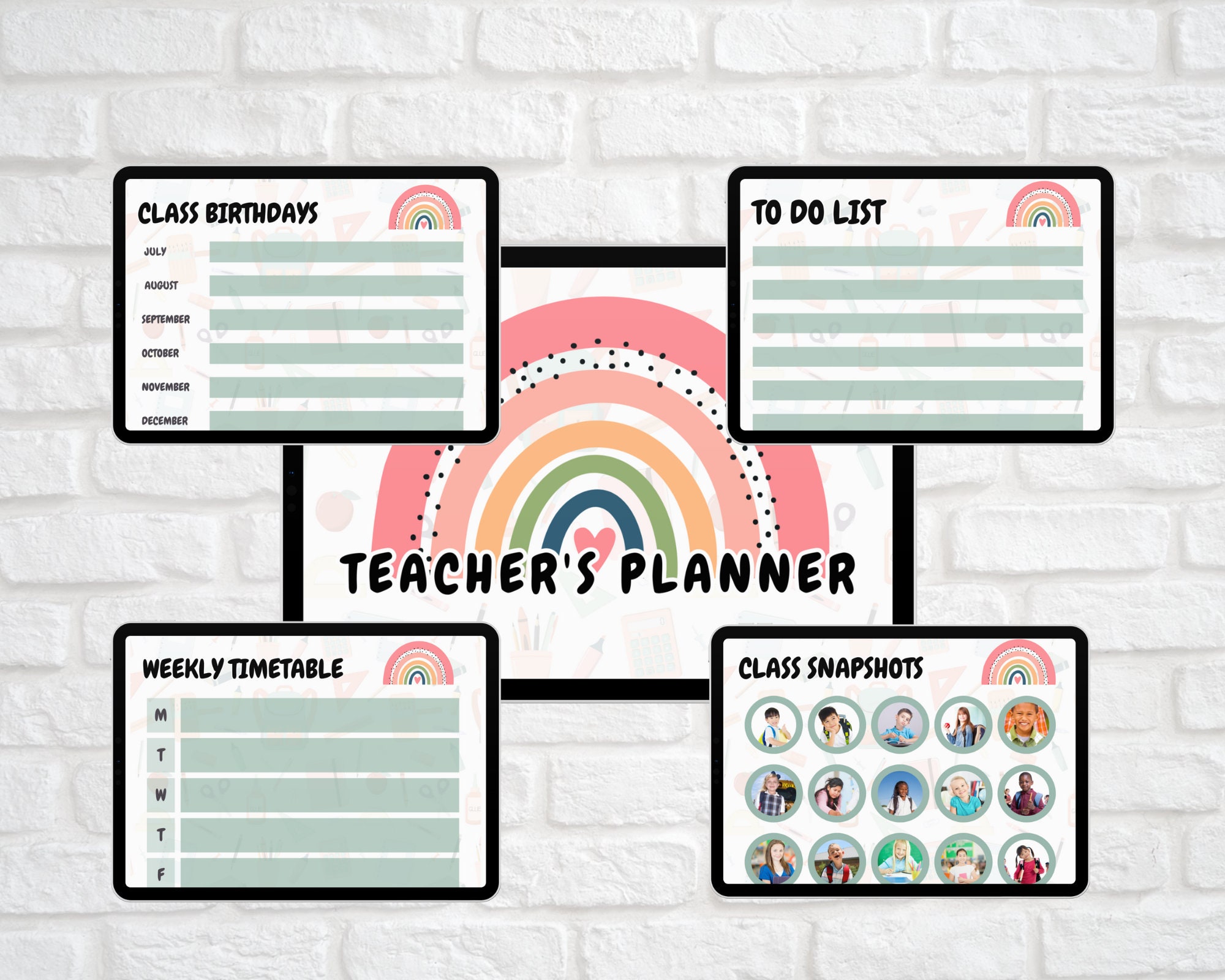 Printable Teacher Planner Boho Teacher Planner Editable Week Schedule ...