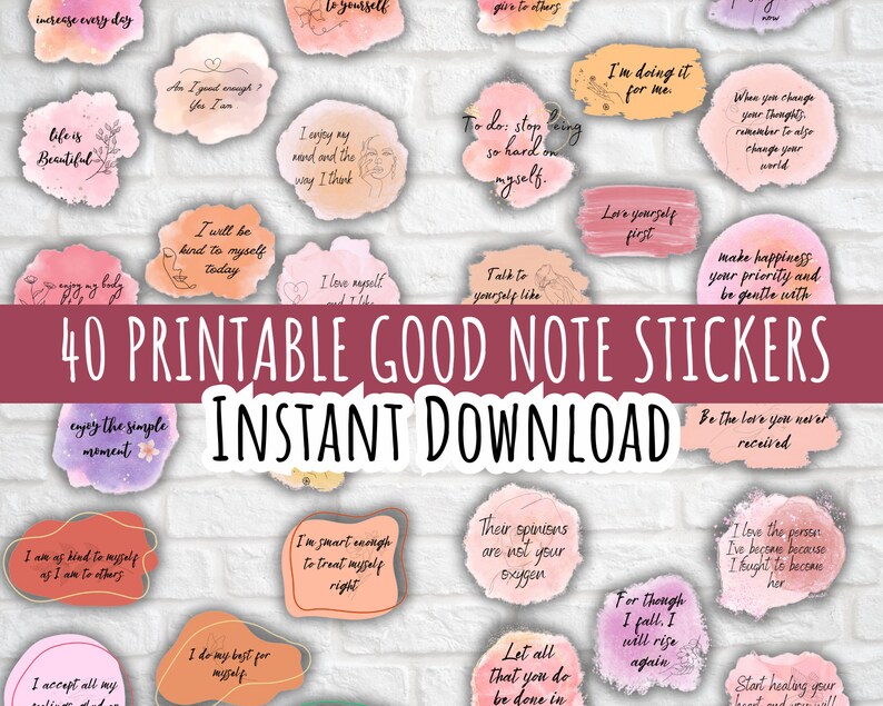 40 Positivity Sticker SVG Bundle Planner Sticker Good Notes Stickers ...