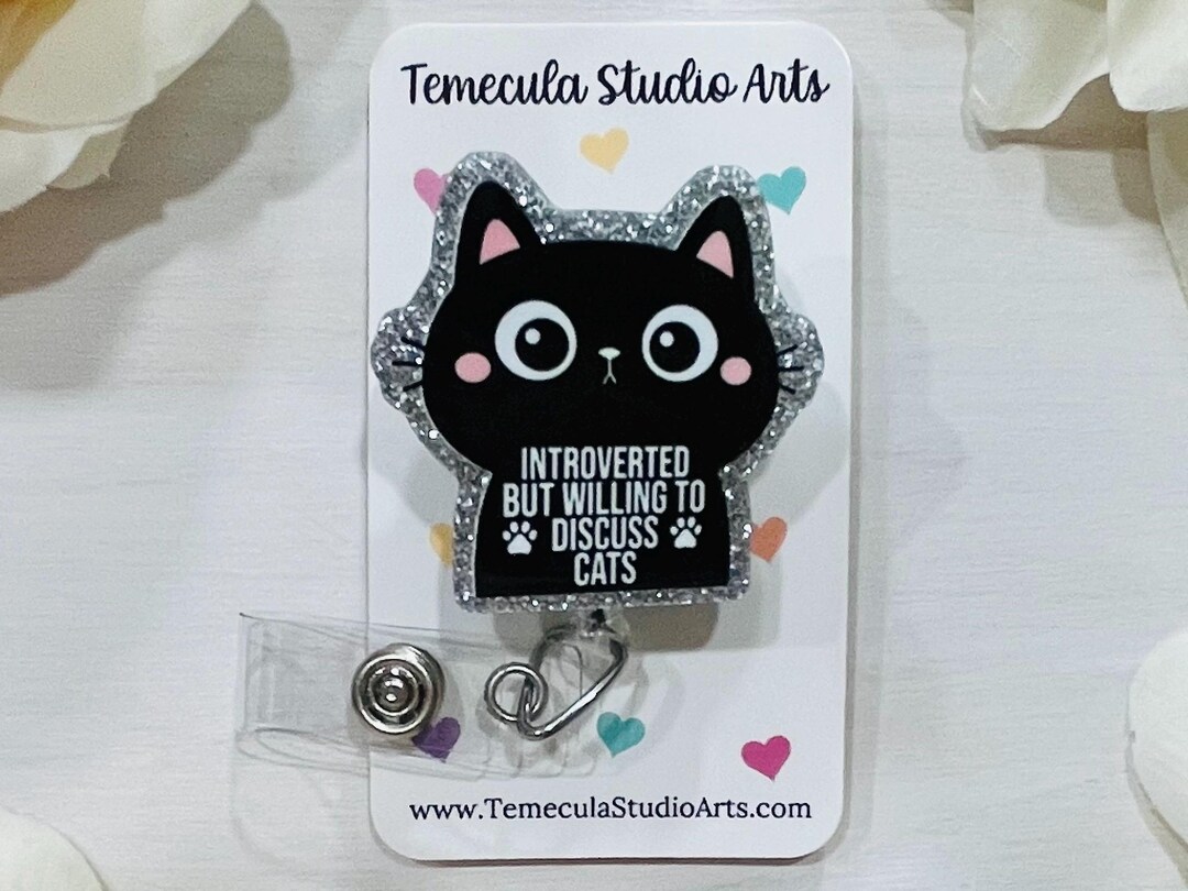 Introvert Badge Reel | Cat Badge Holder | Nurse Student Gift ...