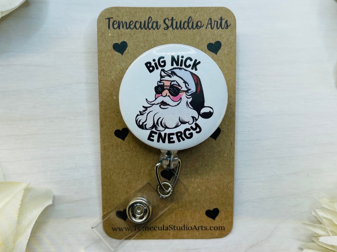 Santa Badge Reel | Christmas Badge Reel | Medical ID Badge | Pinch Clip ...