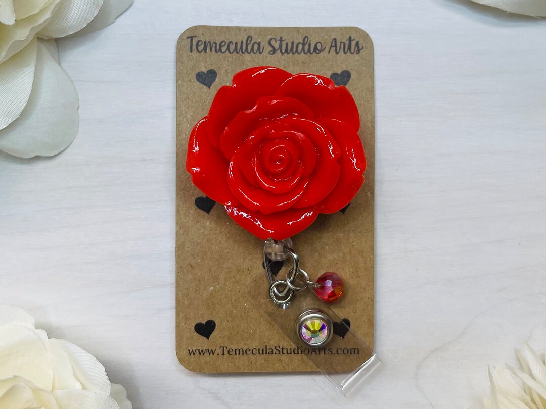 Red Rose | Rose Badge Reel | Roses | Nurse Gift | Student Gift ...