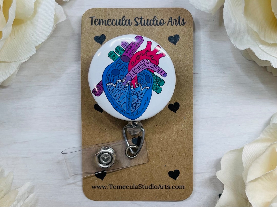 Cardiac Badge Reel | Heart Lanyard | Medical ID Badge | Carabiner ...