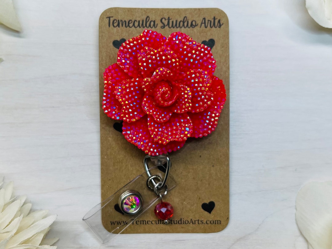 Red Rose | Rose Badge Reel | Roses | Nurse Gift | Student Gift ...