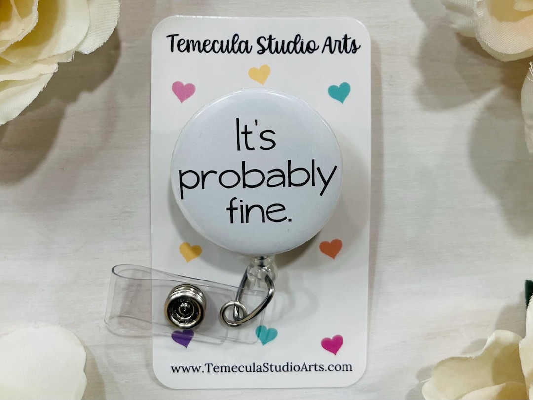 It's Probably Fine Badge Holder | Badge Reel | Dad Jokes | Funny Dad ...