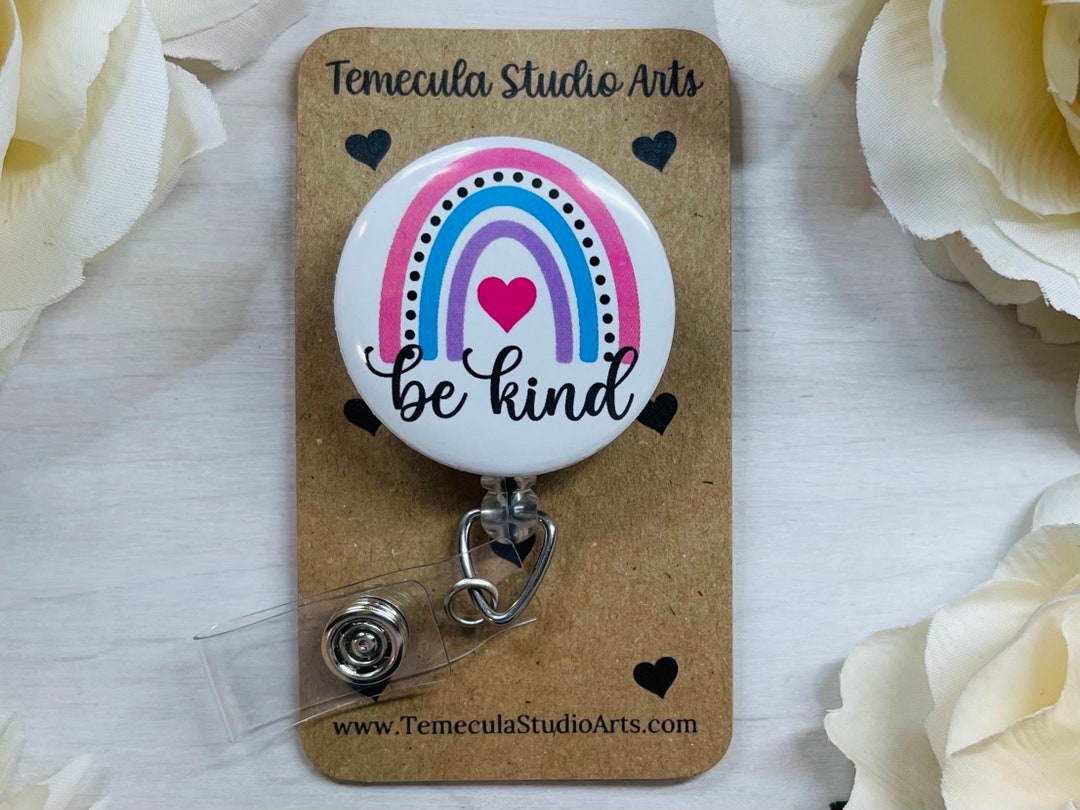 Be Kind Badge Reel | Carabiner | Medical Name Badge | Pinch Clip Badge ...