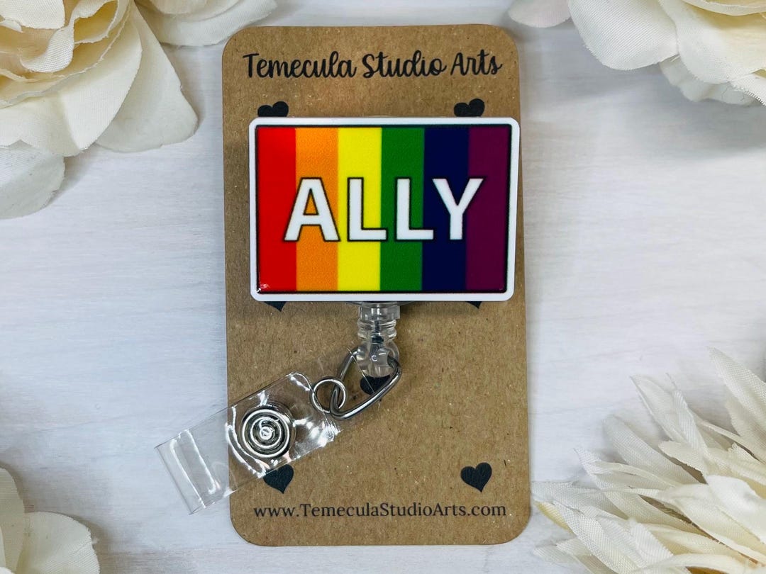 Ally Badge Reel Trans Ally Rainbow Badge Reel Pride Badge Holder Parade ...