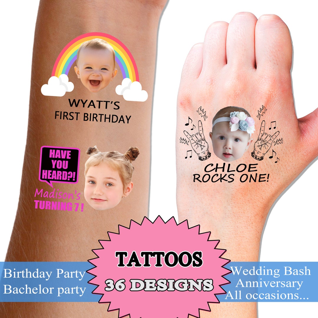 Custom Birthday Photo Tattoos,custom Bachelor Party Tattoo,personalized ...
