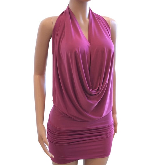 Berry Pink Backless Drape Halter Top or Dress Pick Your SIZE - Etsy