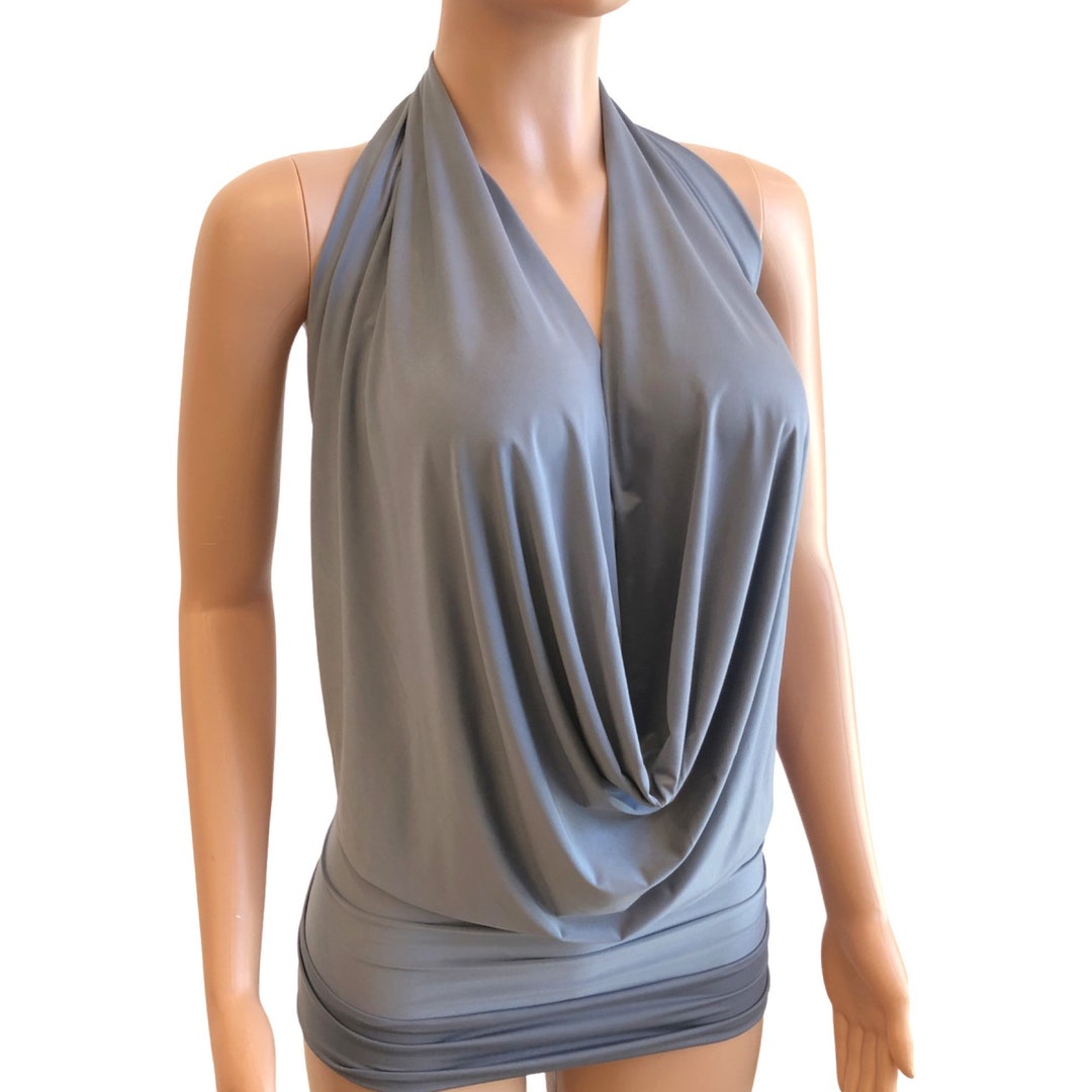 Silver Backless Drape Halter Top or Dress Pick Your SIZE and COLOR Made ...