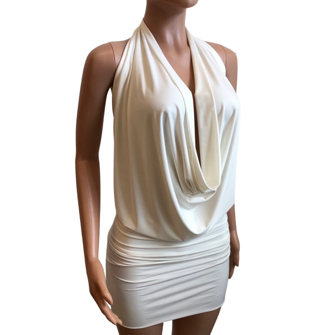 Ivory White Backless Drape Halter Top or Dress Pick Your SIZE and COLOR ...