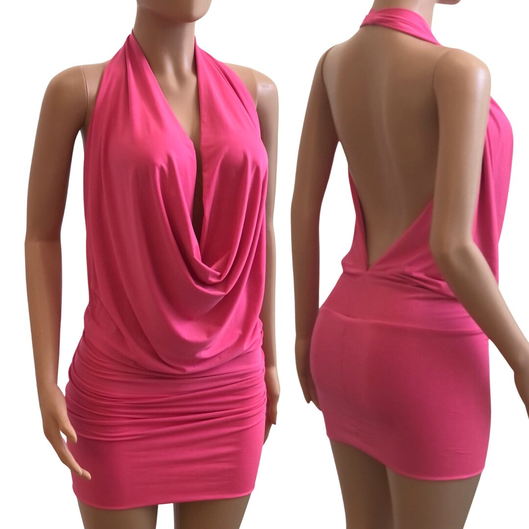 Pink Backless Drape Halter Top or Dress Pick Your SIZE and COLOR - 2XS ...