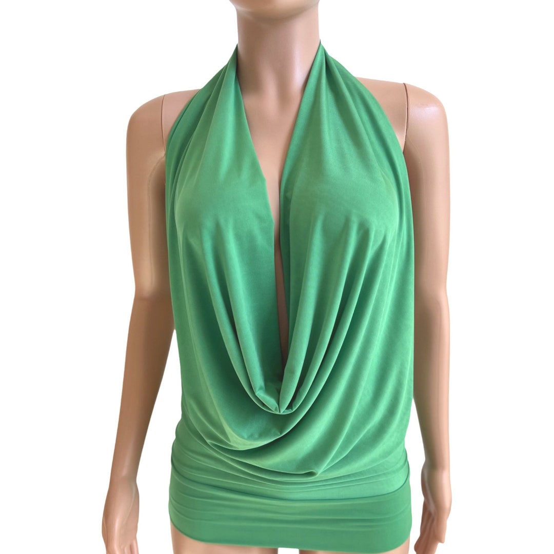 Clover Green Sexy Top Backless Drape Halter Top or Dress Pick Your SIZE ...