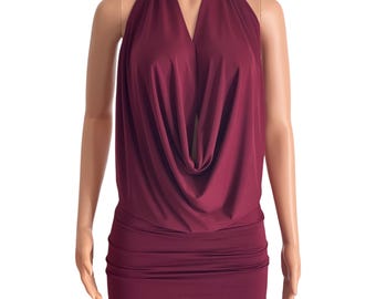 Black Backless Drape Halter Top or Dress Pick Your SIZE and COLOR - 2XS ...