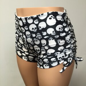 Skull Shorts - Hot Yoga Shorts - Black and White - Skulls - Skull ...