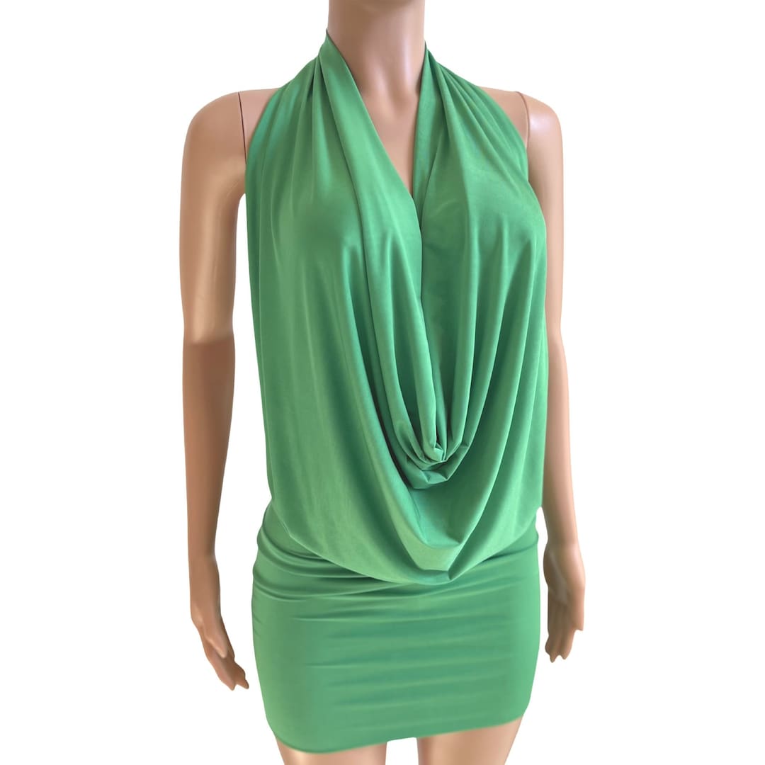 Clover Green Sexy Dress Backless Drape Halter Top or Dress Pick Your ...