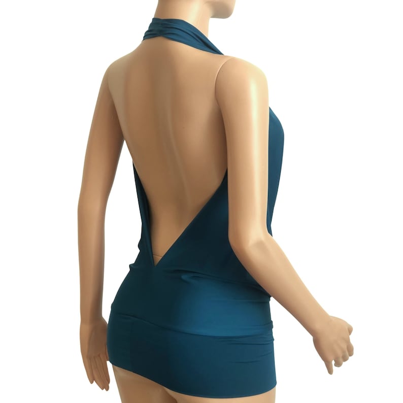 Teal Blue Dress Backless Drape Halter Top or Dress Pick Your - Etsy
