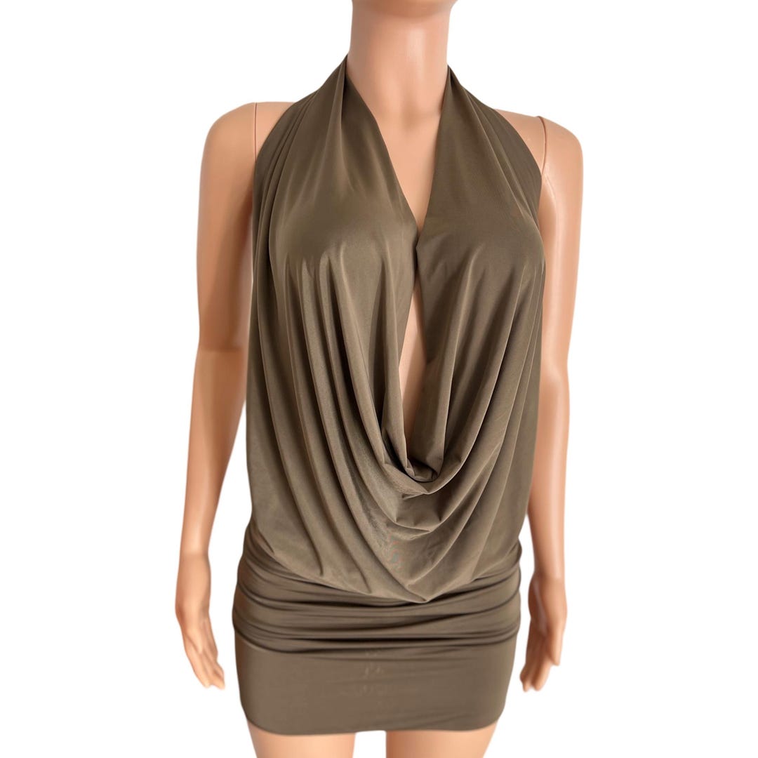 Brown Backless Drape Halter Top or Dress Pick Your SIZE and COLOR - 2XS ...