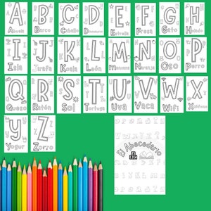 Printable Spanish Alphabet Coloring Book A to Z Instant Download PDF - Etsy