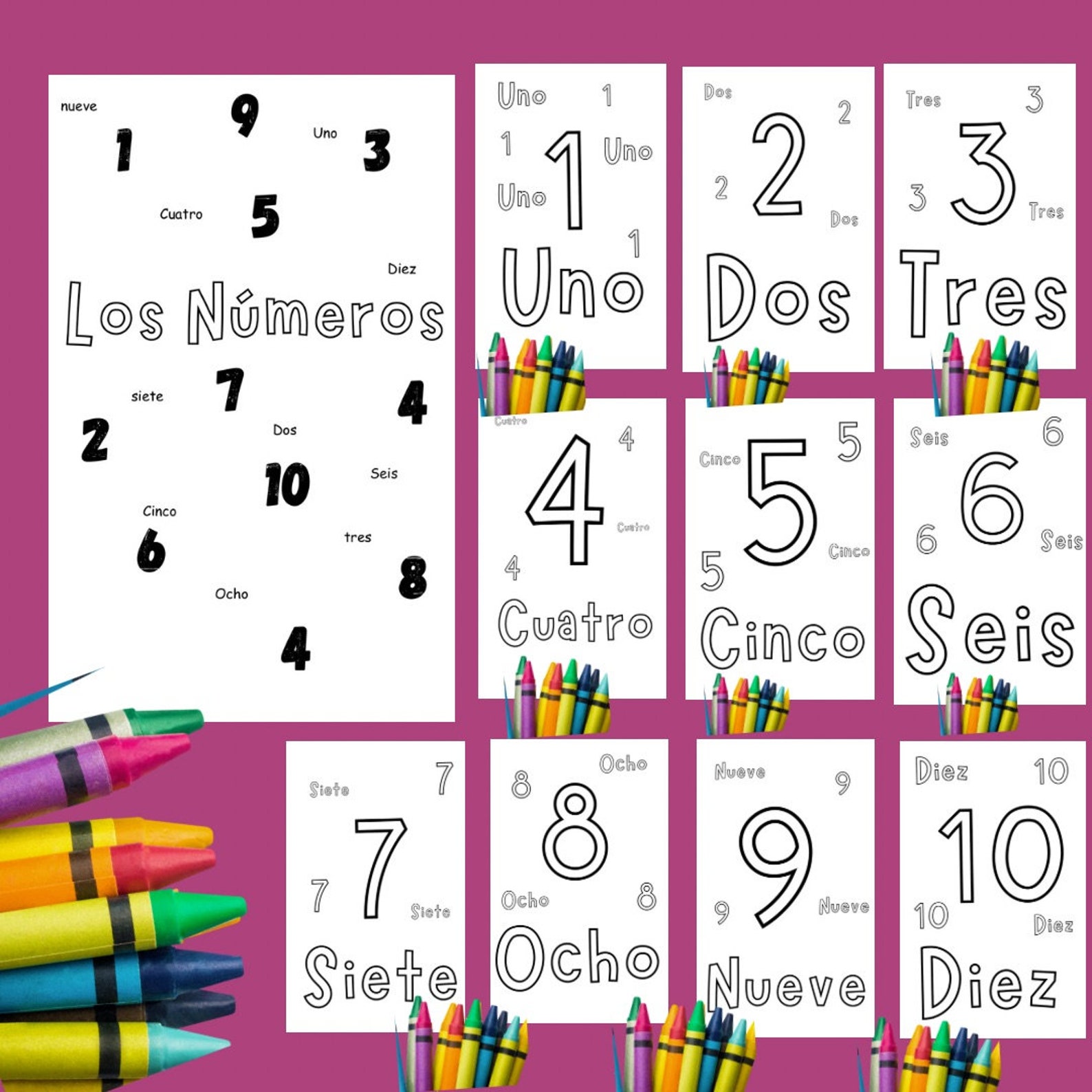 Printable Spanish Numbers Coloring Book (1 to 10) – Instant Download ...