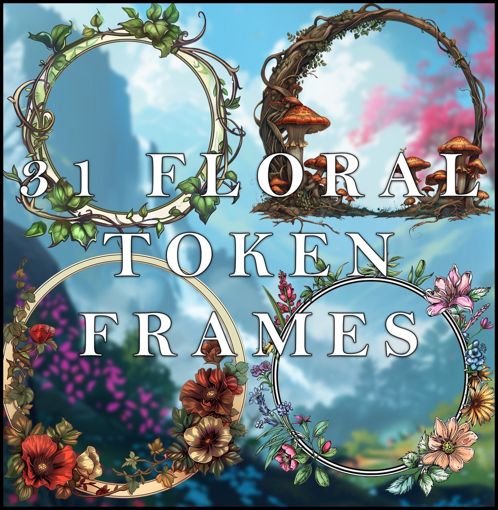 31 Floral TTRPG Token Frames for Vtts - Etsy