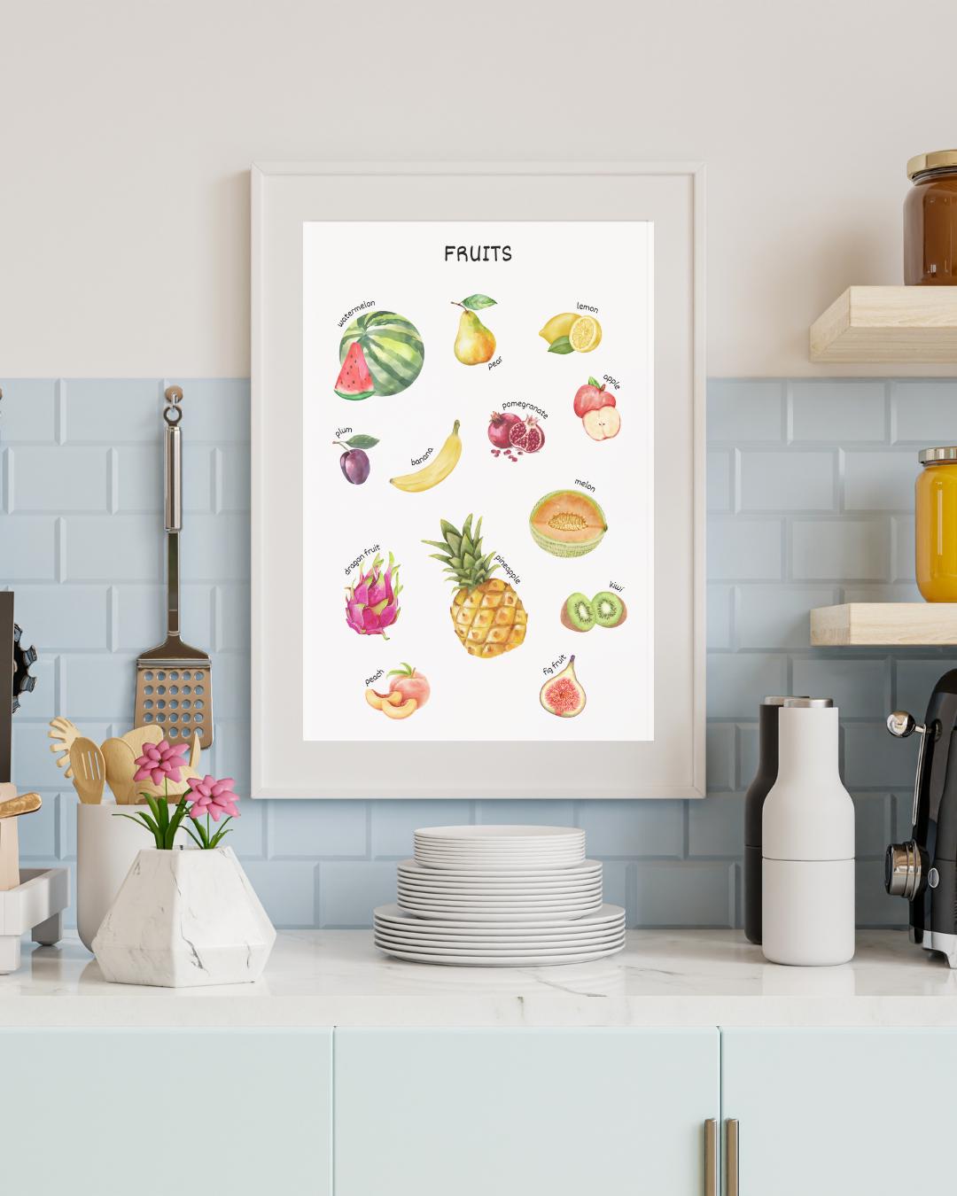 Fruits Educational Posters, Montessori Poster, PRINTABLE Kitchen Wall ...