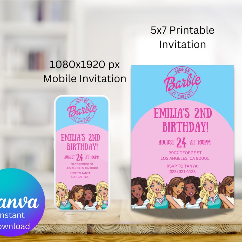 Barbie Invitation - Etsy