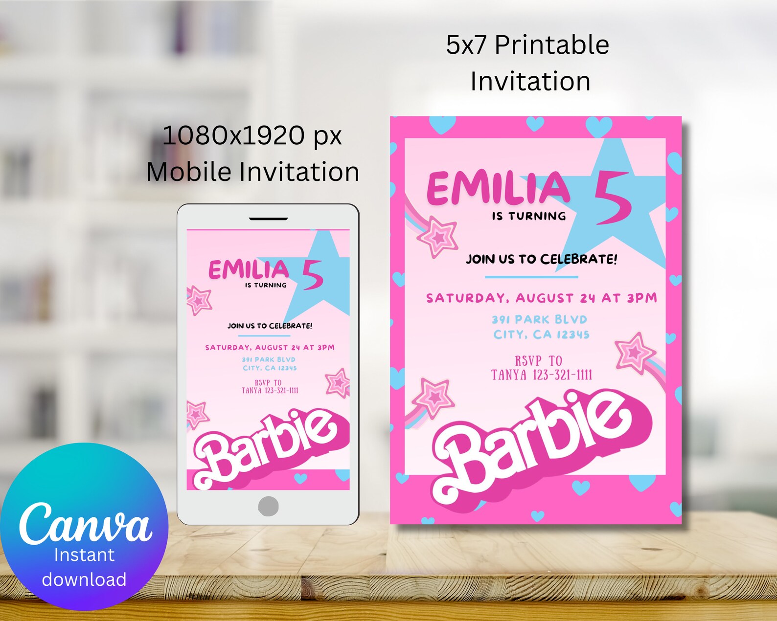 Editable Barbie Invitation, Pink Doll Birthday Party, Barbie Party ...