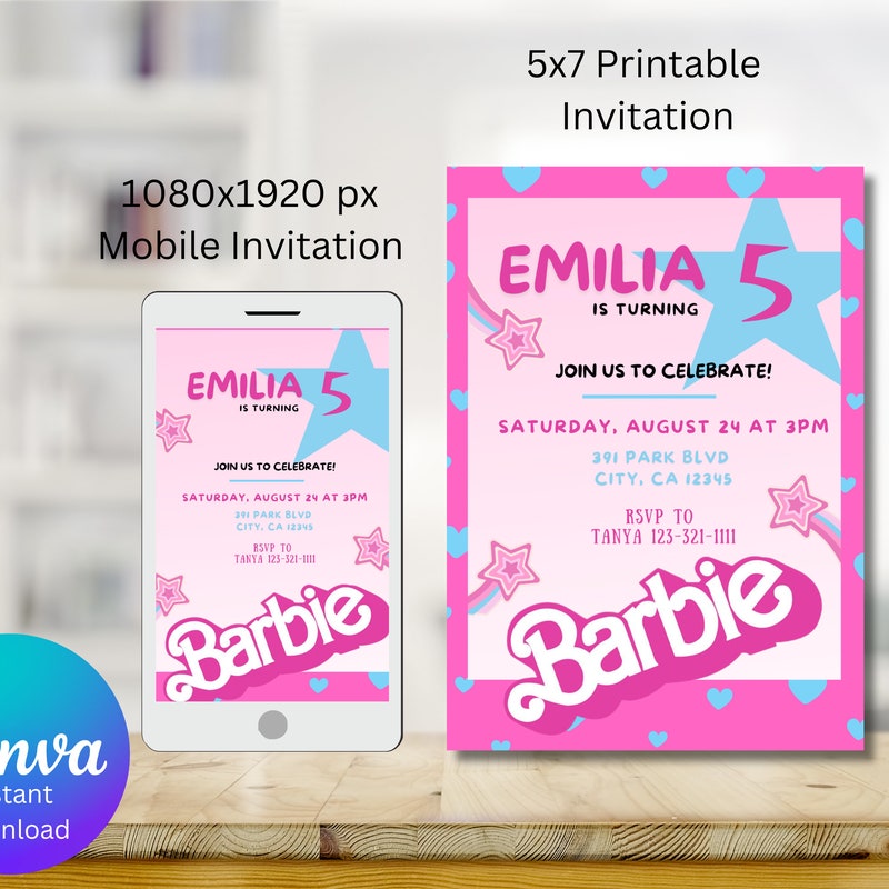Barbie Invitation - Etsy