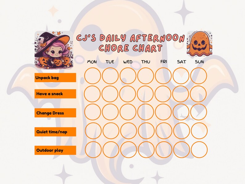 To Do List for Kids Halloween Daily Chore Checklist Kids Printable ...