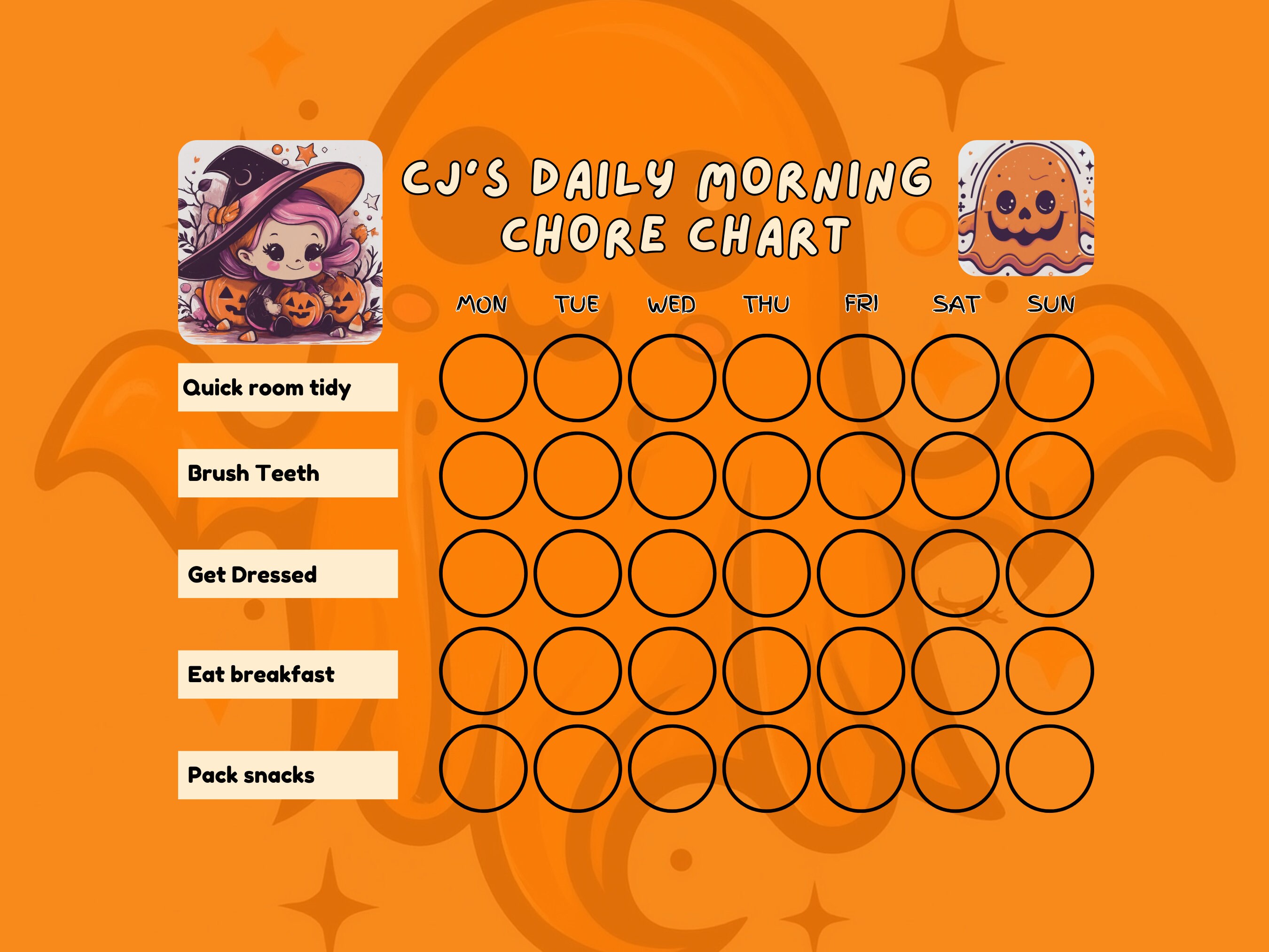 To Do List for Kids Halloween Daily Chore Checklist Kids Printable ...