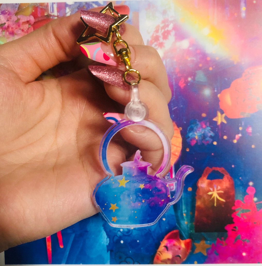 Kawaii Culture Enchanted Japanese Galaxy Teapot Gold Star Keychain ...