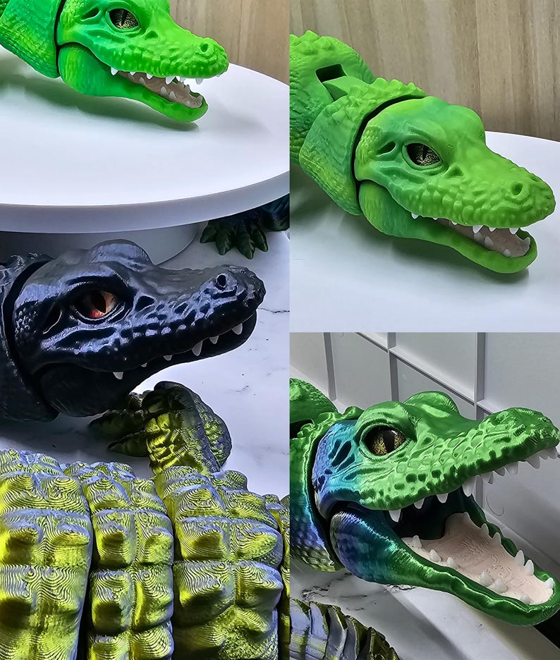 Articulating Alligator 3D Printed Model Raki Box Design Glass Eyes - Etsy