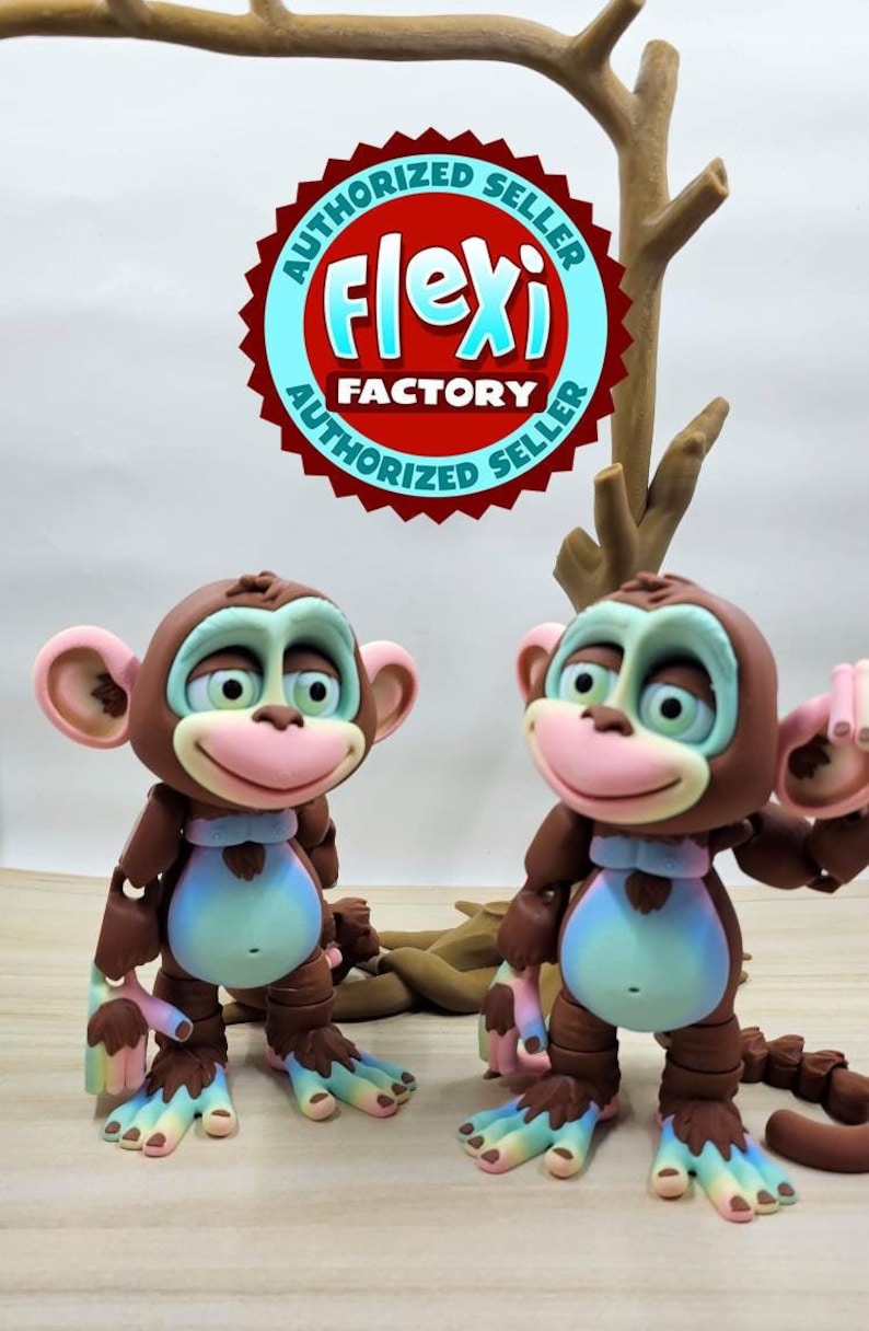 3D Printed Articulated Monkey Toy: Flexi Factory Design - Etsy