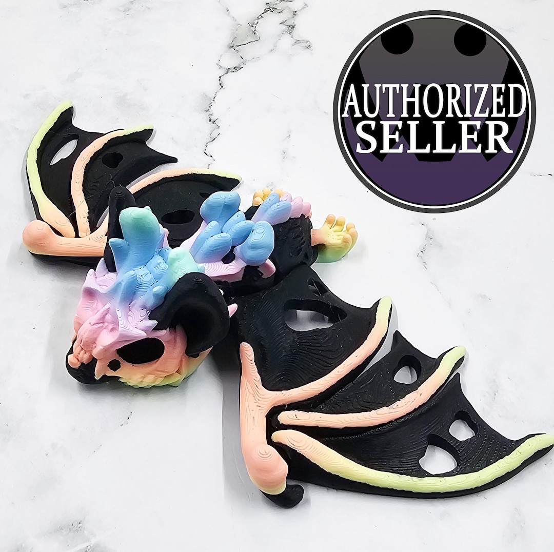 Articulated Flexi Bat: 3D Printed Cinderwing3d Design, Pastel Rainbow ...