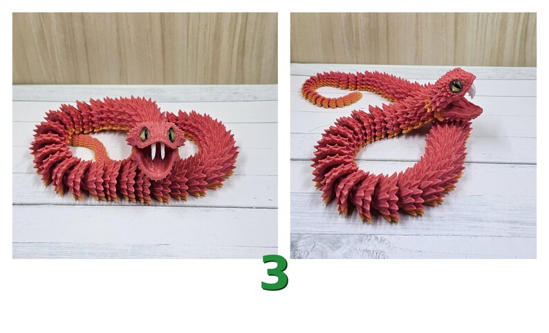 Articulating Bush Viper Snake - 3D Printed With Glass Eyes | Unique ...
