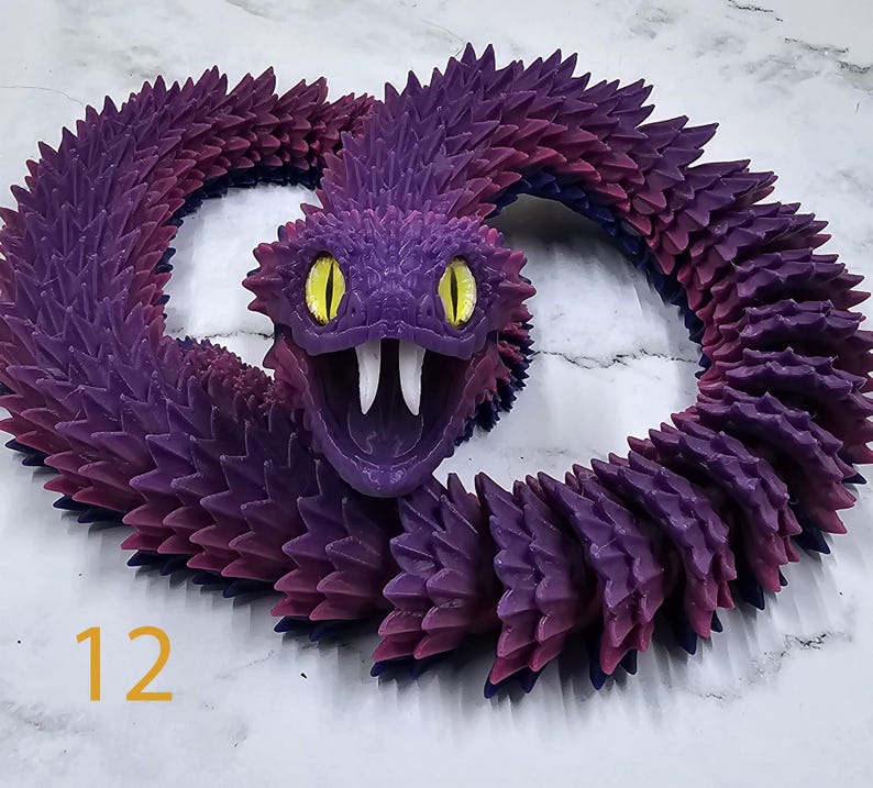 Articulating Bush Viper Snake - 3D Printed With Glass Eyes | Unique ...