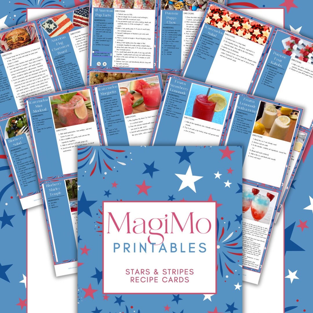 Stars & Stripes Recipe Cards - Magimo Exclusive Printable [digital File ...