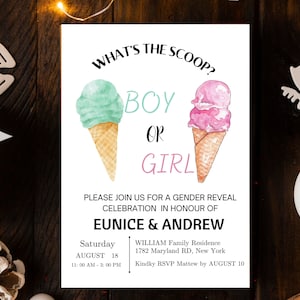 Editable Ice Cream Birthday Invitation, Here's the Scoop, Ice Cream ...