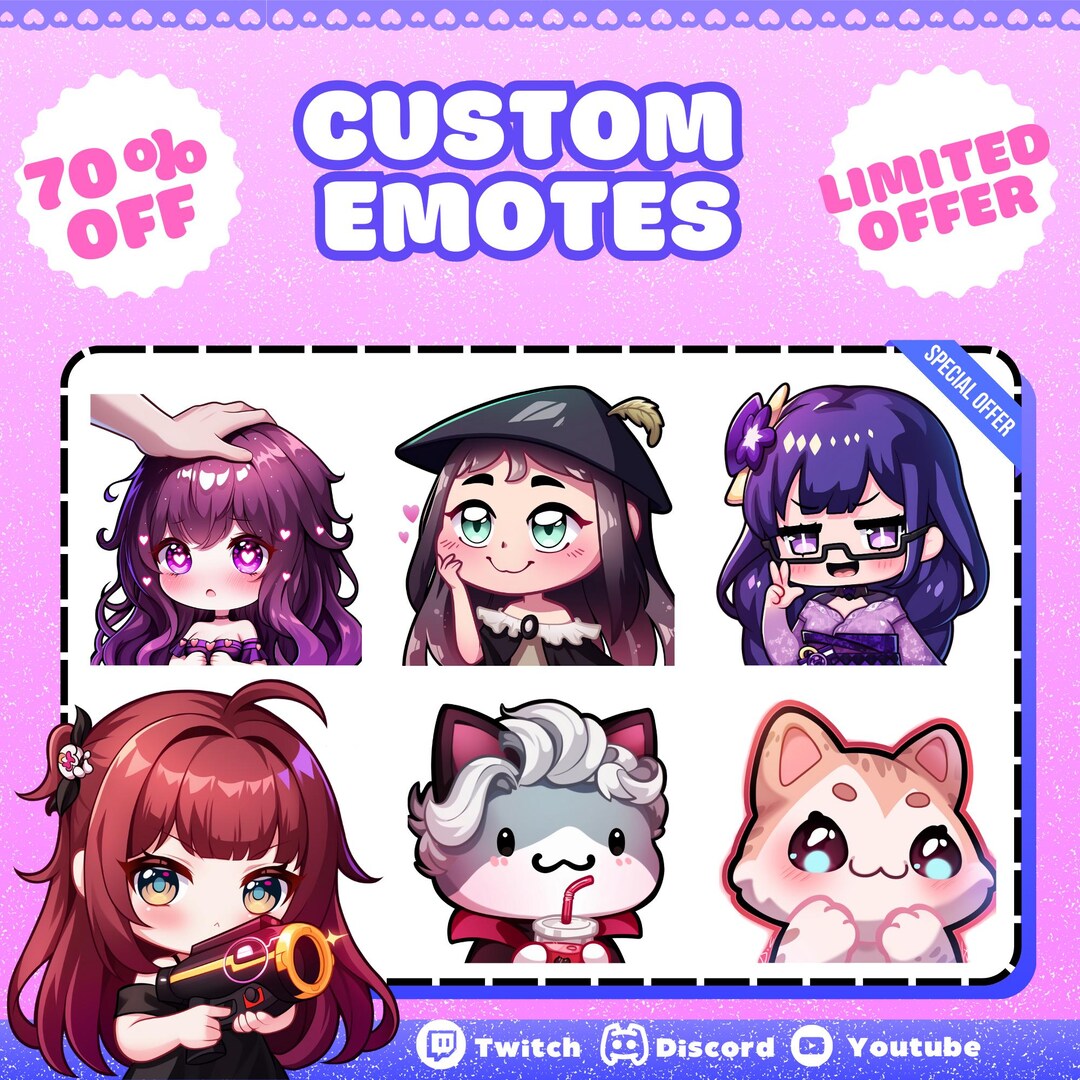 Custom Twitch Emotes Sub Badges Vtuber Emotes Kick Emotes Anime Emote ...
