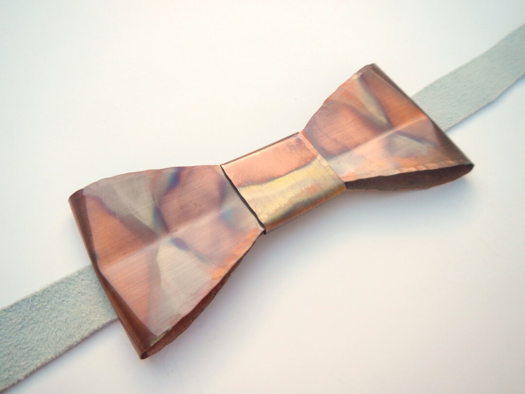 Striped Bow Tie, Hammered Copper Bow Tie, Leather Bow Tie, Men's Bow ...
