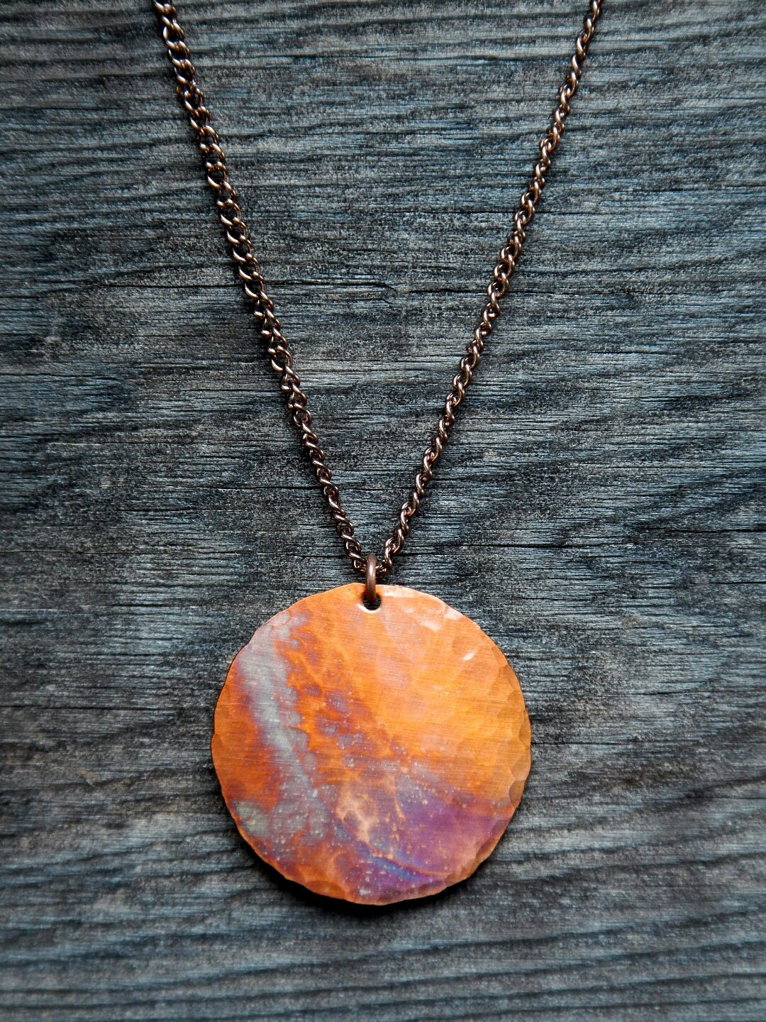 Mars Necklace, Scorpio Necklace, Aries Necklace, Hammered Copper Disc ...