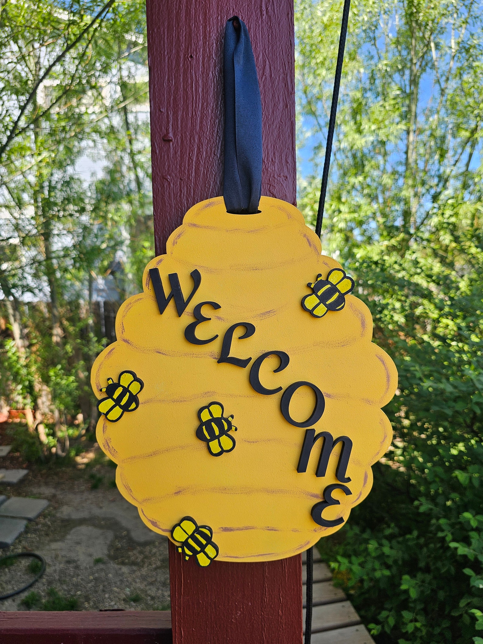 Welcome Bee Hive Sign - Etsy