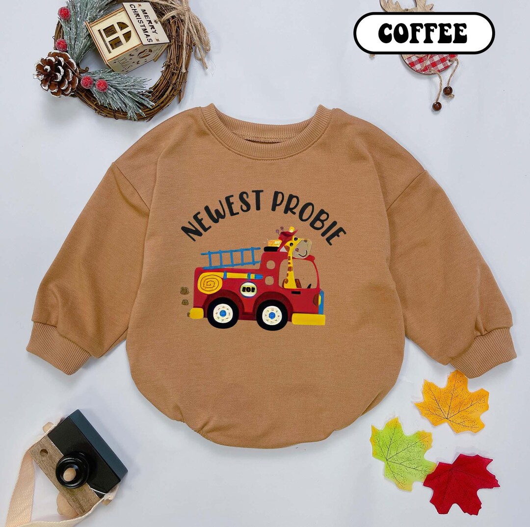 New Probie Firefighter Baby Bodysuit, Firetruck Fireman Baby Clothes ...