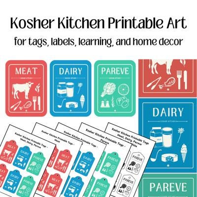 Kosher Kitchen Printable Labels and Art Bundle Meat, Dairy, Pareve ...