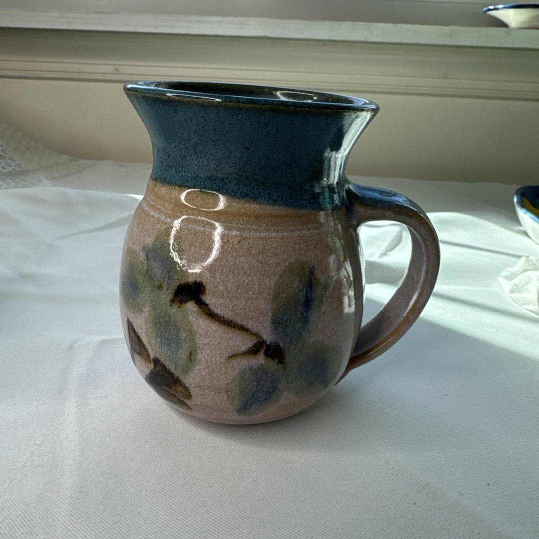Suzanne Kent Signed SK Studio Pottery Pitcher Green Teal Abstract ...