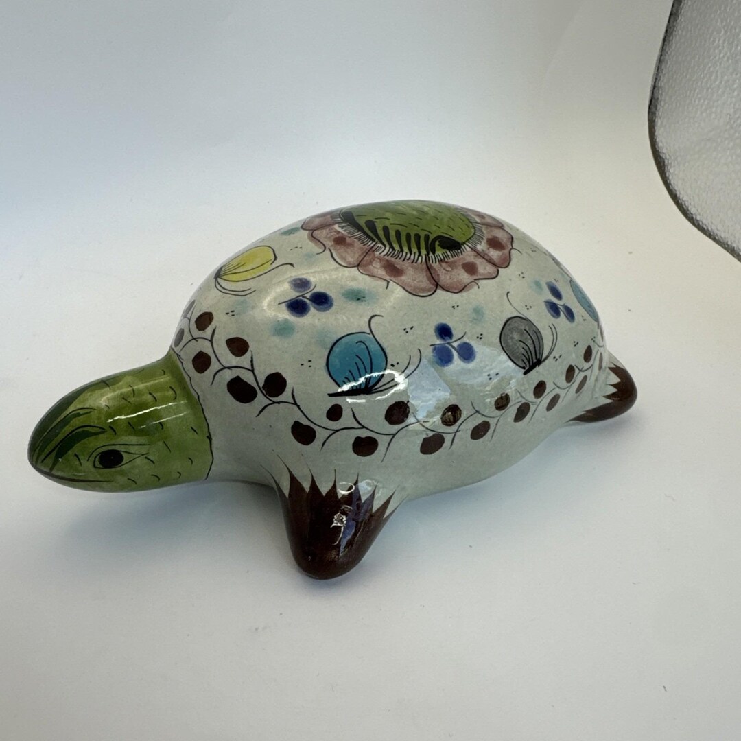 Talavera Hand Painted Turtle Mexican Folk Art Terracotta Acapulco ...