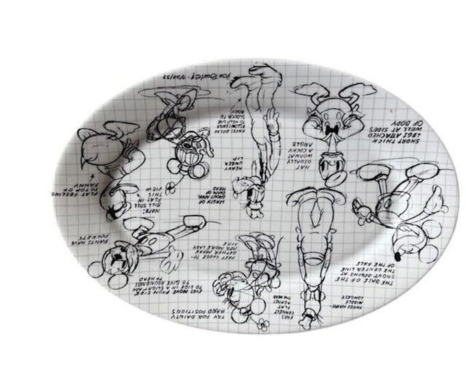 Disney Mickey Mouse and Friends Sketchbook Oval Platter Serving Platter ...