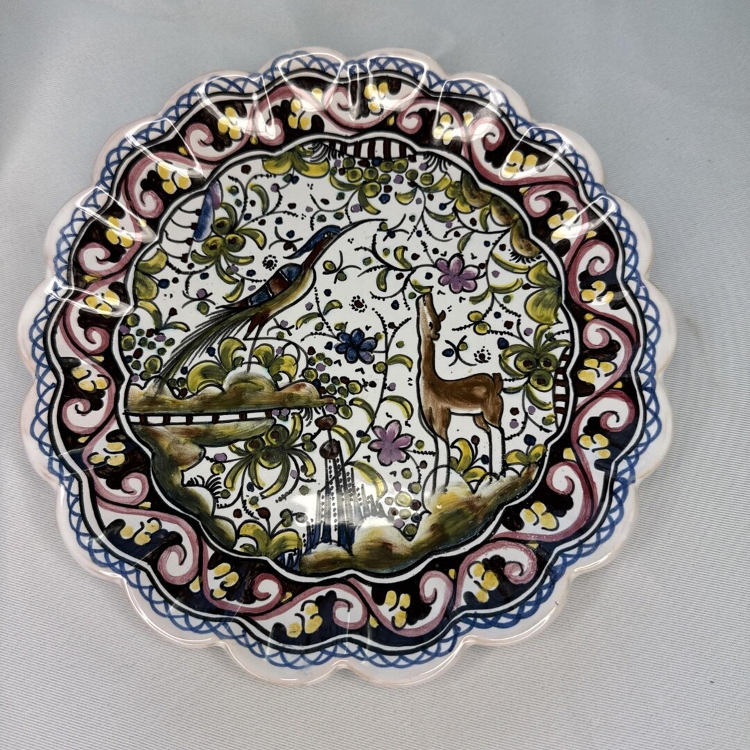 Vintage Scalloped Rim Plate Hand Painted Portugal Meiselman Export 8 ...