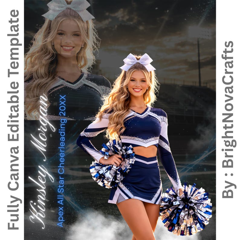 Editable Cheerleader Poster Template, Senior Night, All Star Canva ...